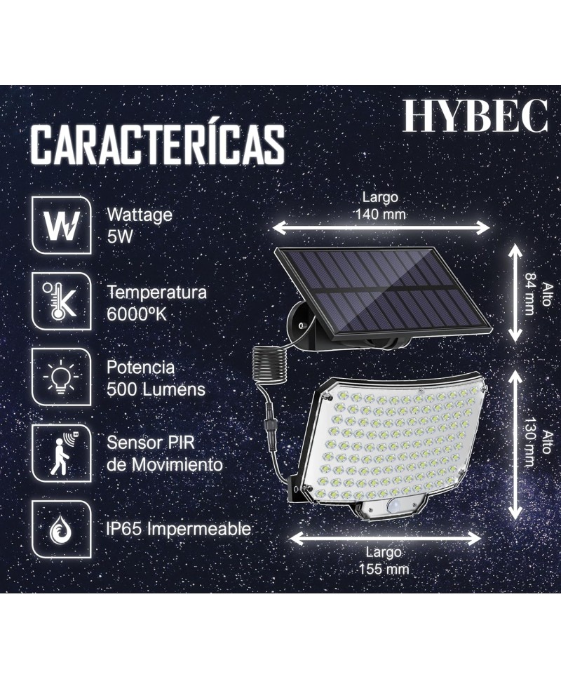 Focos LED Exterior Solar 500lm